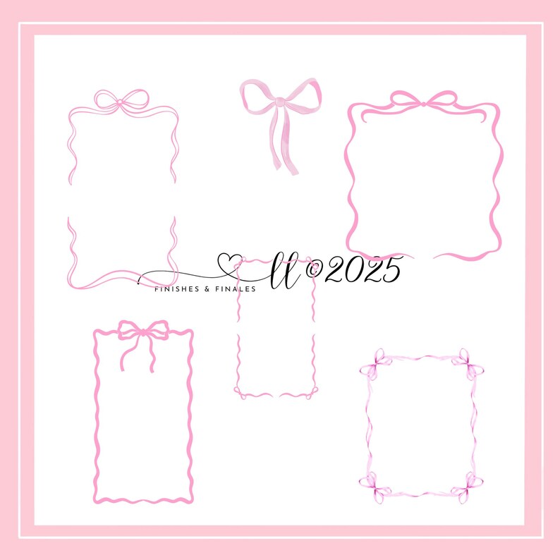 Pink Ribbon Frame Collection Digital Paper Download Watercolor ...
