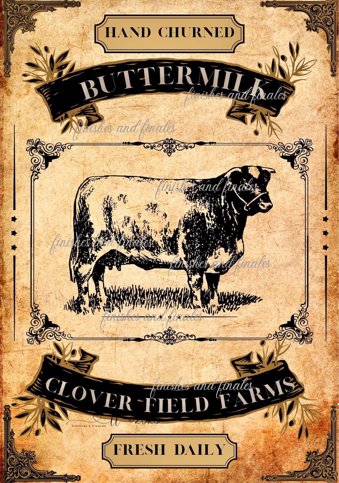 Cow Fresh Buttermilk Decoupage Rice Paper, Vintage Style Dairy Farm ...