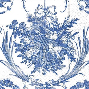 Blue Toile Decoupage Napkins Floral Toile Pattern With Doves & Cherubs ...