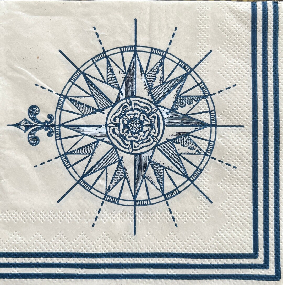 Decoupage Napkins Compass Nautical Sextant Paper Napkins Includes Three ...