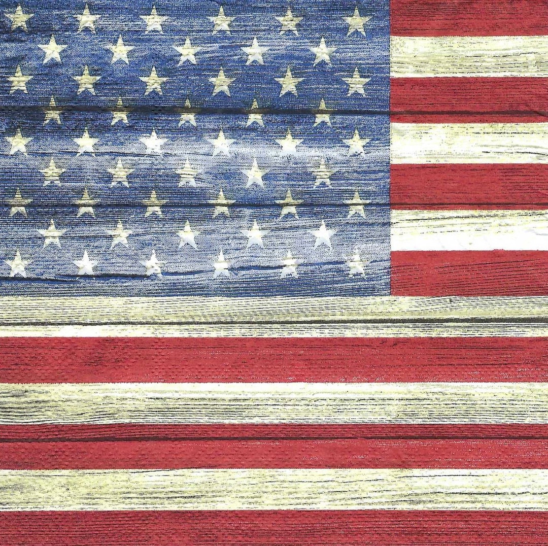 Decoupage Napkins US Flag in Red White and Blue Allover Print, Includes ...