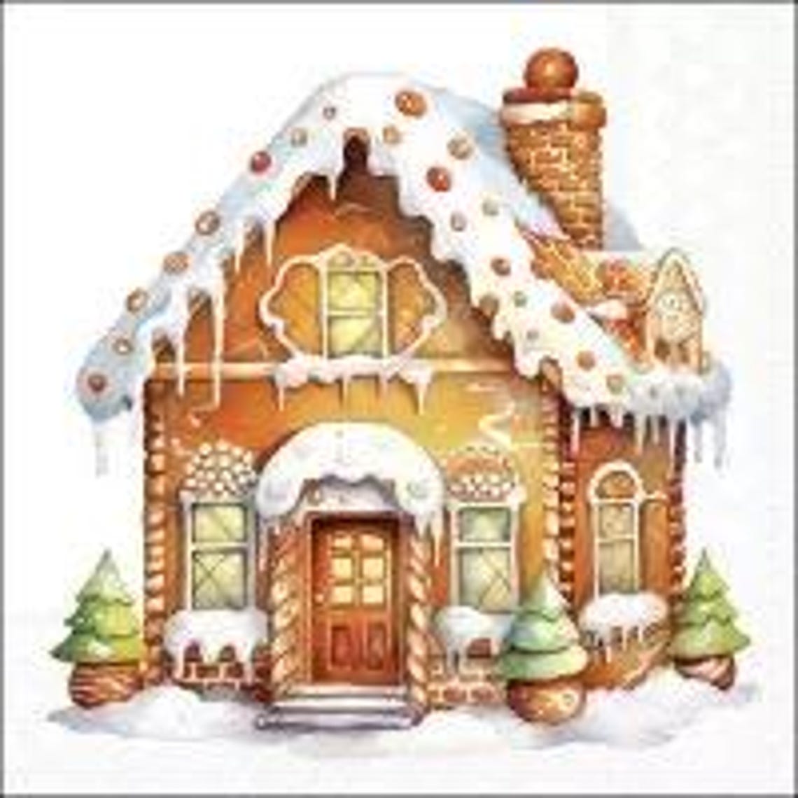 Decoupage Napkins Gingerbread House Decorated House in Snow, Includes ...