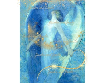 Angel in Blue, Silver and Gold - Digital Download - Etsy