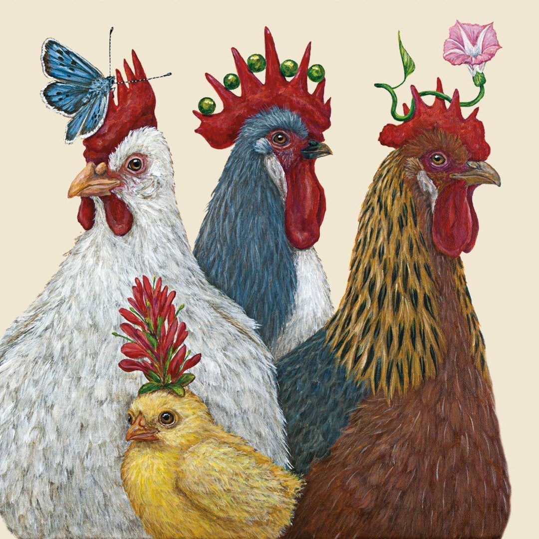 Decoupage Napkins Chicken Coop Party With Three Hens and a Chick ...