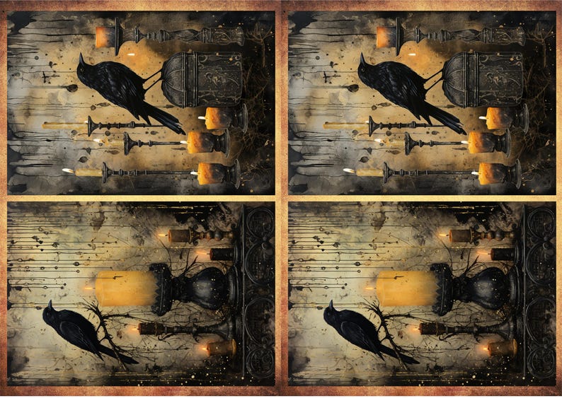 Crow Rice Paper for Decoupage Choose A4 or A5 Size Vintage Style Two ...