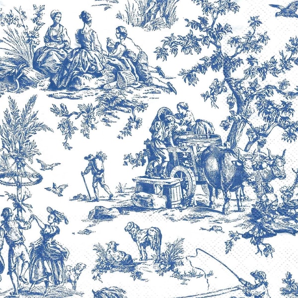 Blue Toile Decoupage Napkins - Etsy