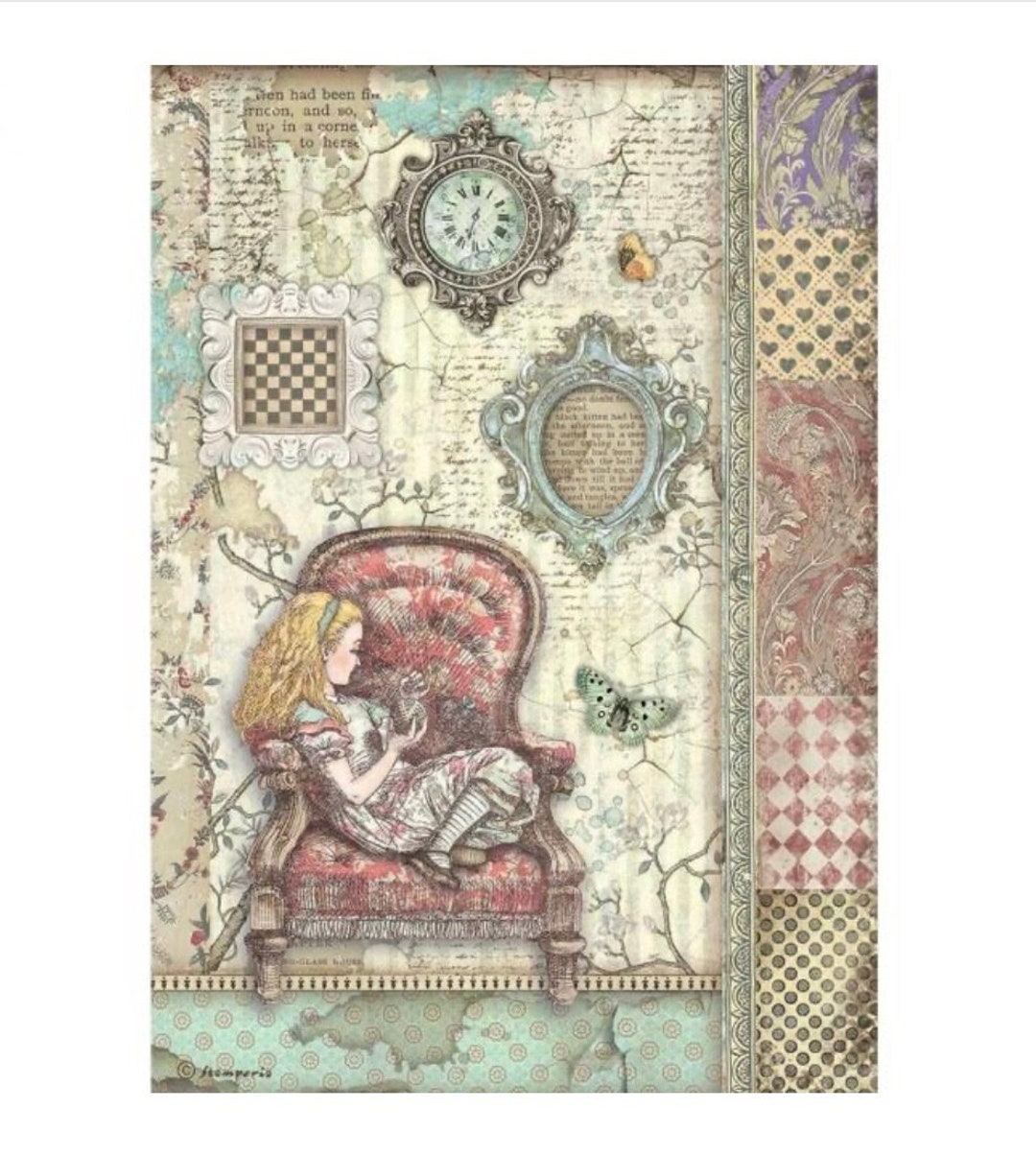 Stamperia Rice Paper Alice in the Chair Alice Collection for Decoupage ...