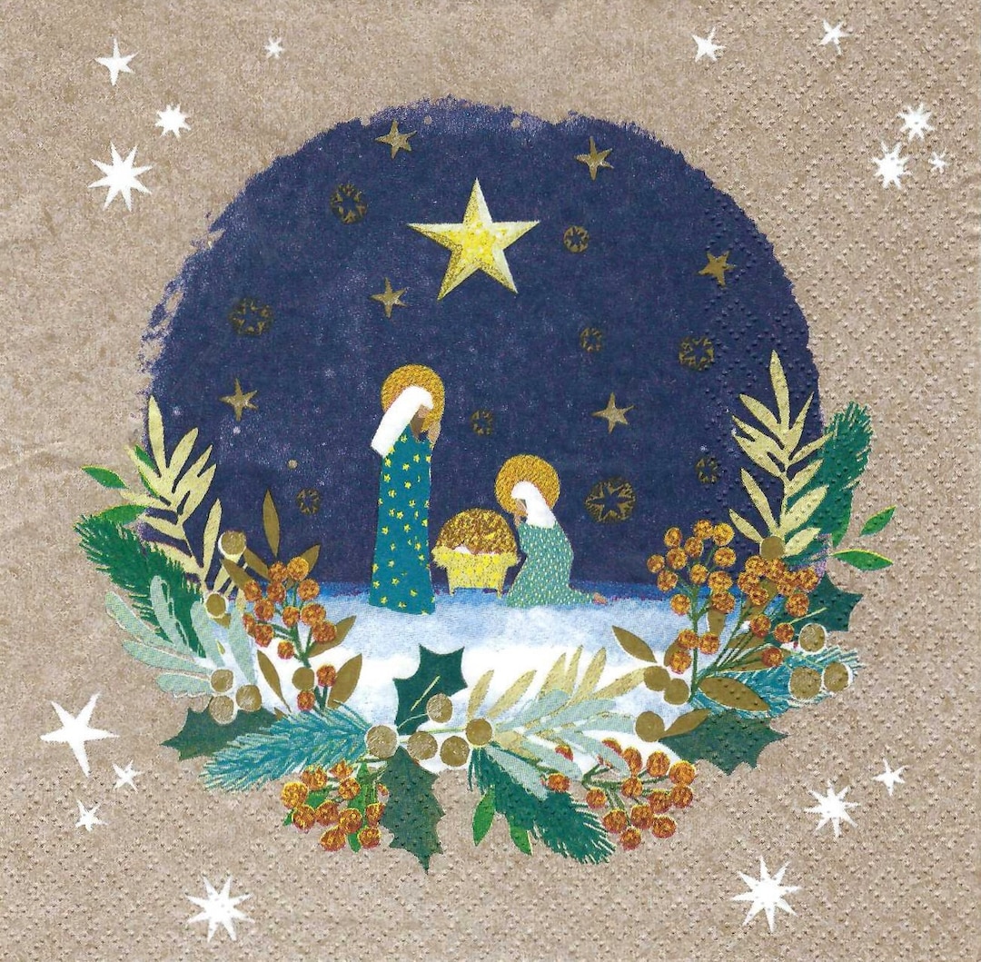 Decoupage Napkins Nativity Scene Birth of Christ Manger Star of ...