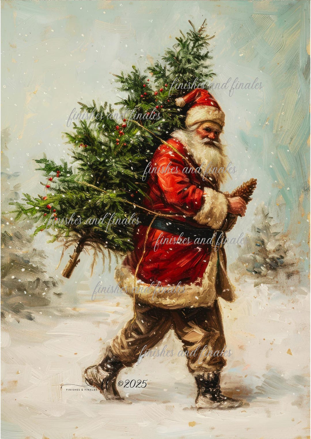 Vintage Santa Claus Rice Paper Happy Vintage Traditional Santa With ...