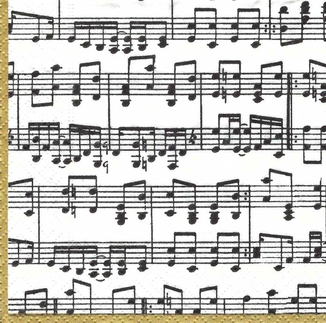 Decoupage Napkins Musical Notes in Black, Cream and Gold Pattern ...