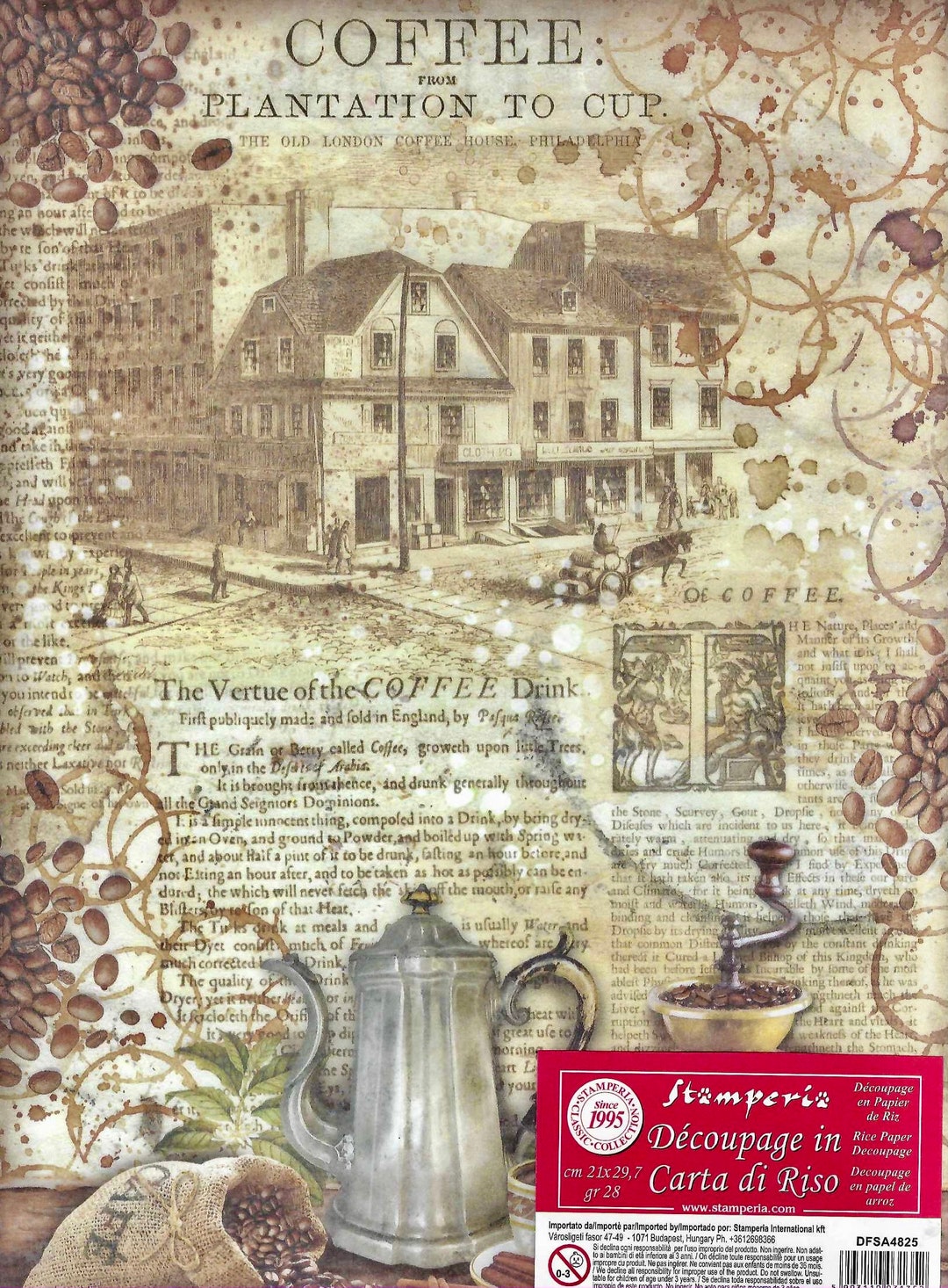 Stamperia Rice Paper Coffee and Chocolate Grinder for Decoupage Card ...