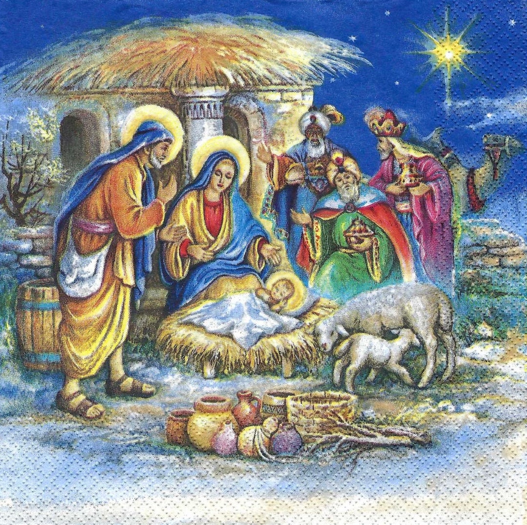 Decoupage Napkins Nativity Scene Birth of Christ Christmas Manger Scene ...