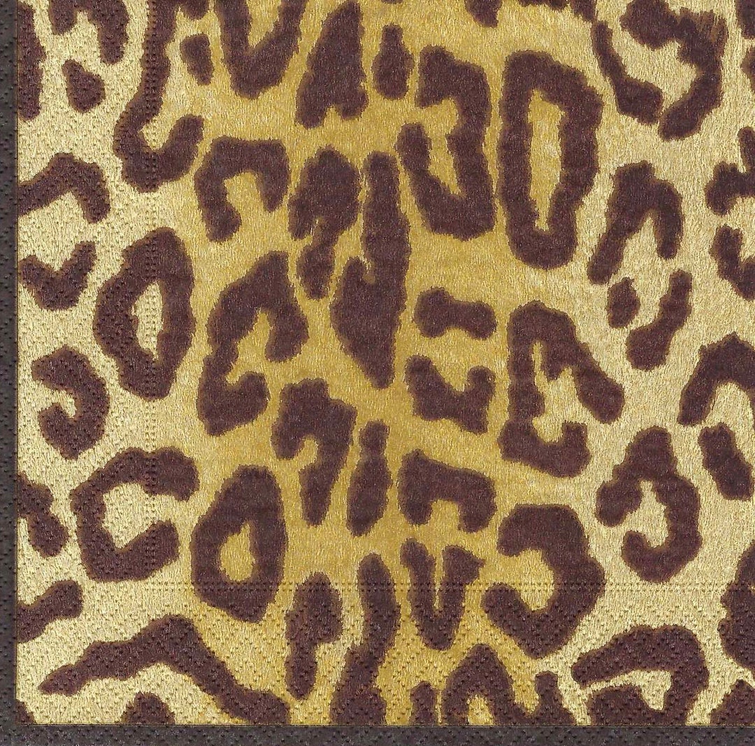 Leopard Print Decoupage Napkins Wild Animal Pattern in Gold and Brown ...