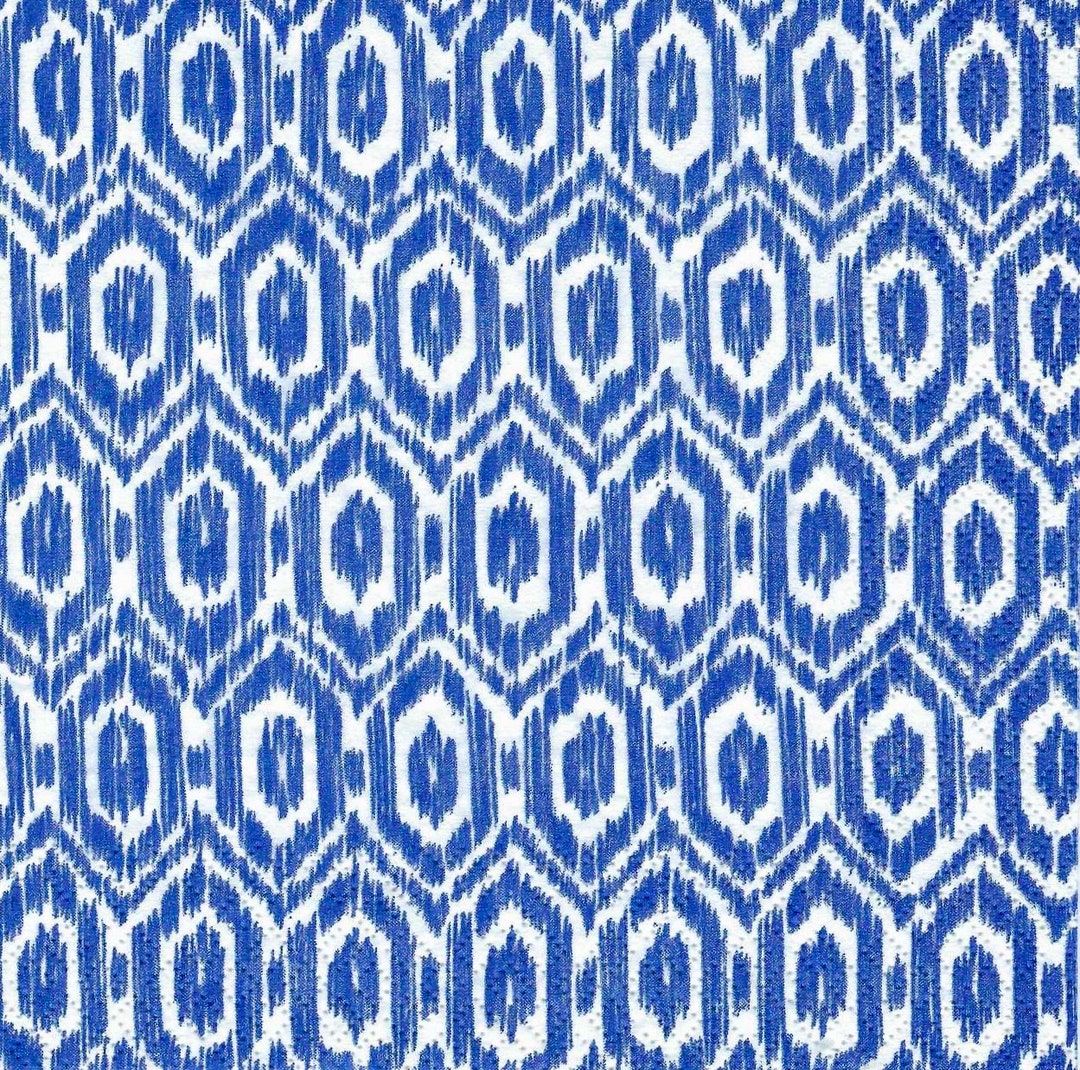 Blue and White Ikat Pattern Decoupage Napkins Blue Geometric Pattern ...