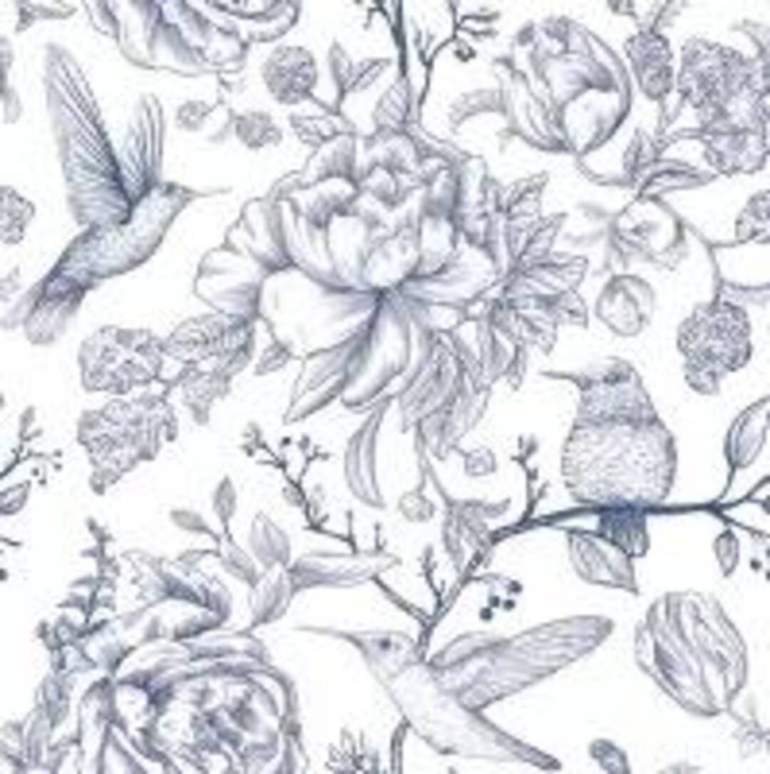 Navy Blue and White Floral Decoupage Napkins With Hummingbirds ...