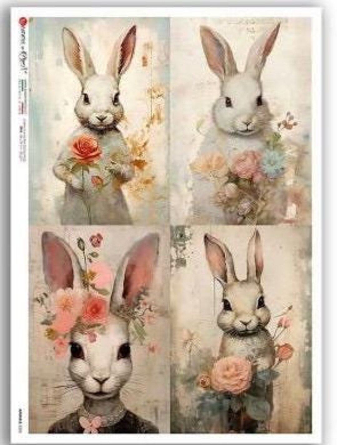 Easter Bunny Rice Paper A4 Size Four Images of Easter Rabbits With ...