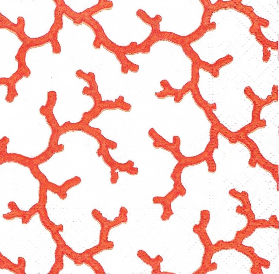 Coral Reef Coastal Theme Allover Print Decoupage Napkins in Orange ...