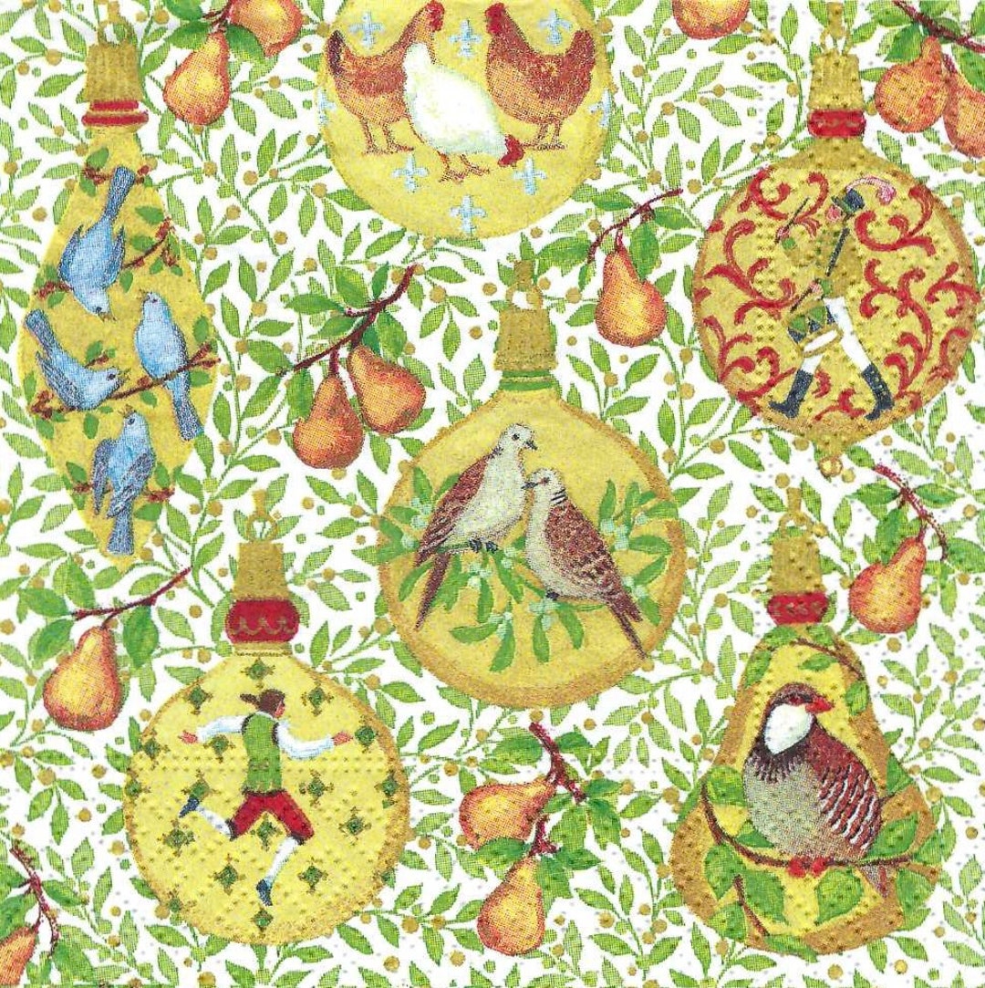 Twelve Days of Christmas Decoupage Napkins Partridge in a Pear Tree ...