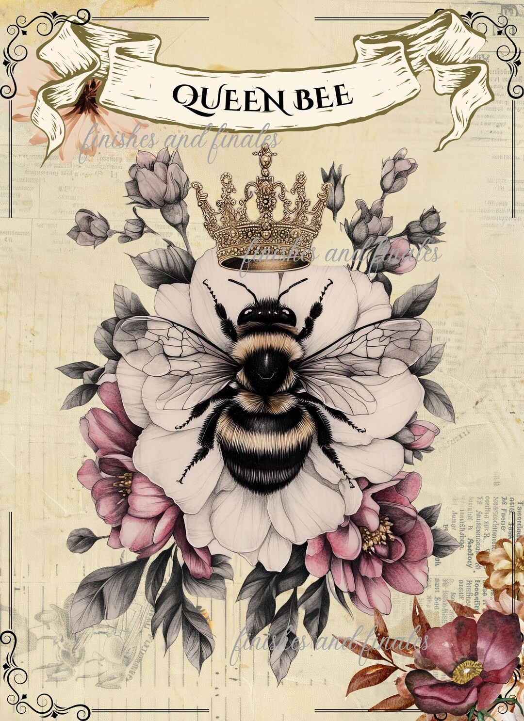 Queen Bee Rice Paper Chose A4 or A5 Size Black and Yellow Bee With ...