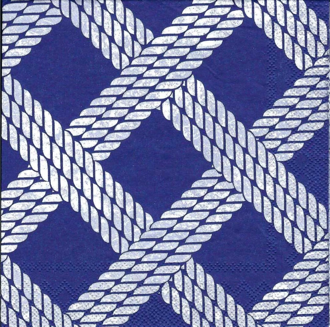Nautical Navy Blue & White Rope Pattern Decoupage Napkins Includes TWO ...