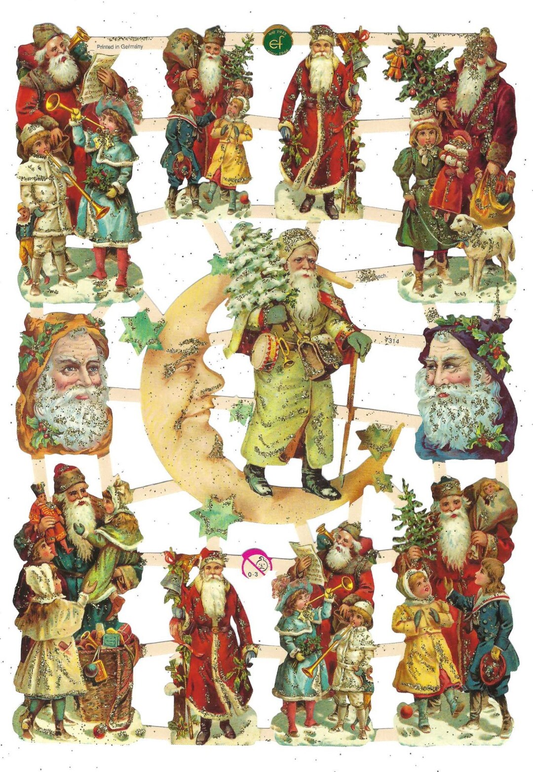 Die Cut Sheet Embossed Santa Claus St Nicholas Vintage Style Imported ...