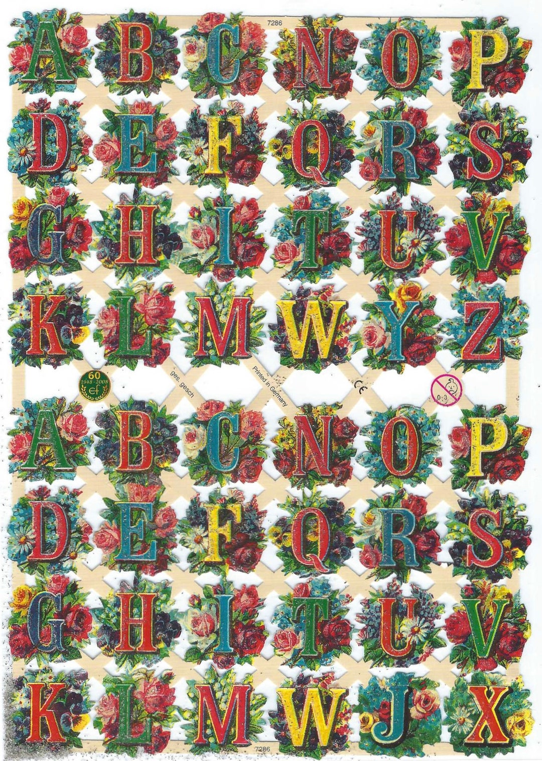 Die Cut Sheet Alphabet Letters Embossed With Mica Vintage Style ...