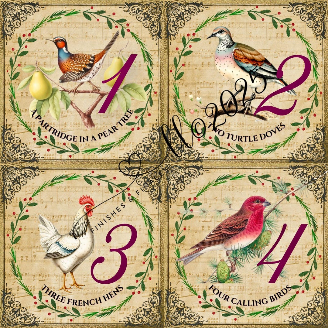 Twelve Days of Christmas Digital Download Twelve Individual Images ...