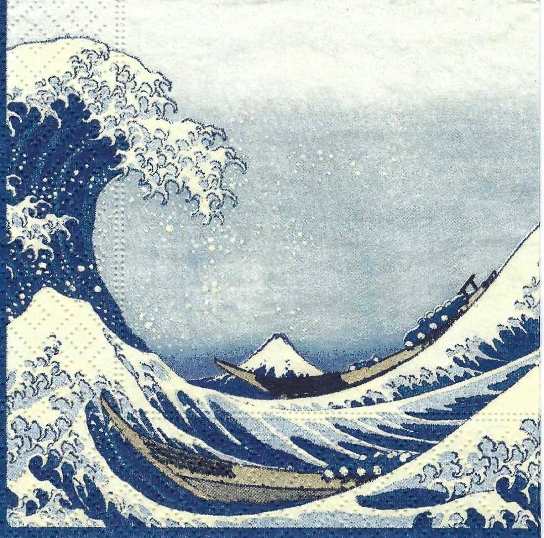 Decoupage Napkins the Great Wave Blue and White Pattern Set of Three ...