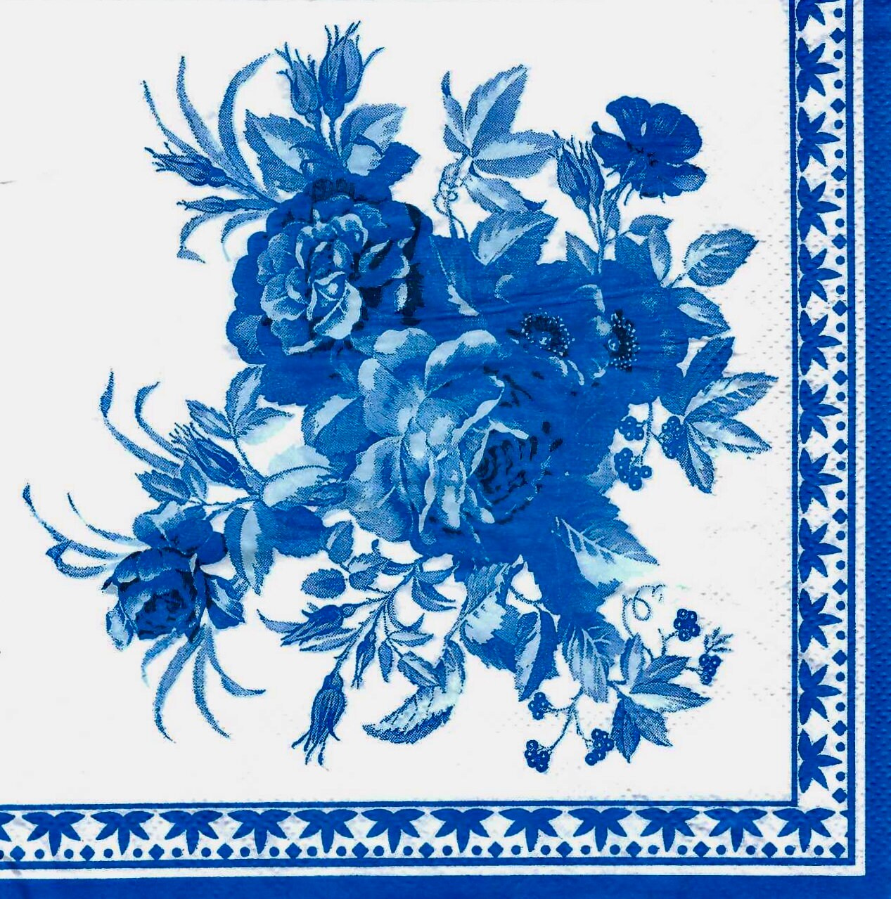 Decoupage Napkins in Blue & White Allover Leaves Block Print - Etsy