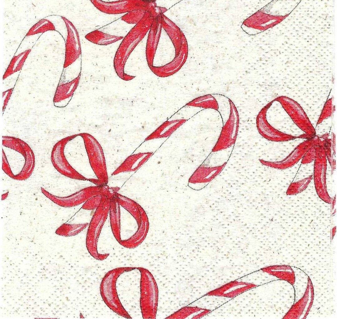 Decoupage Napkins Red and White Christmas Candy Cane Theme, Three ...