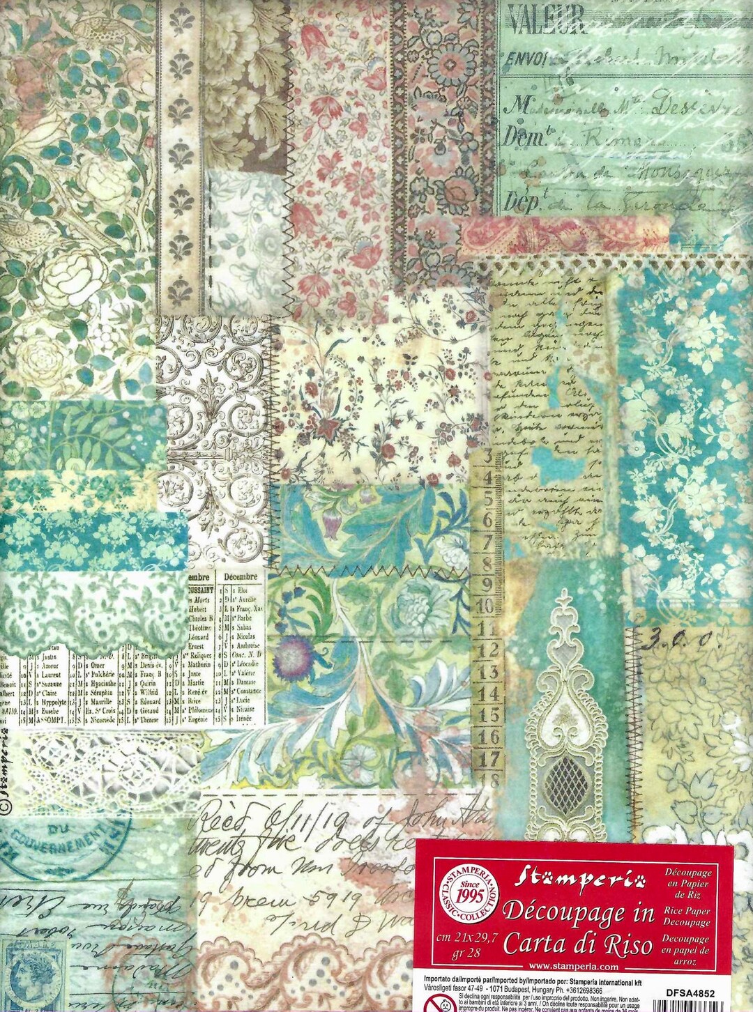 Stamperia Rice Paper Brocante Antiques Fabric Patchwork Print for ...