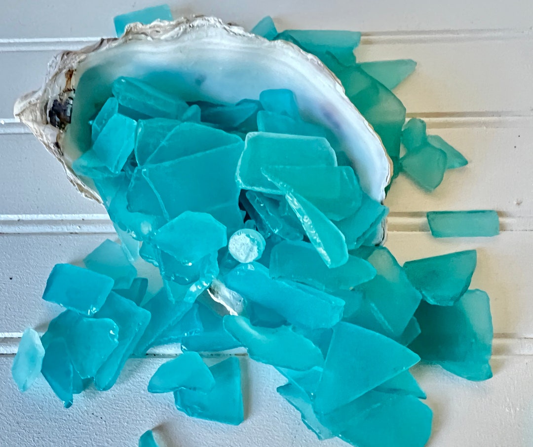 Blue Frosted Beach Glass, 14 Ounces of Tumbled Sea Glass for Home Decor ...