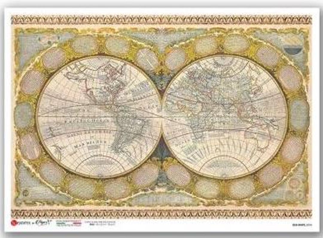 Antique Map Rice Paper Old Maps by Paper Designs of Italy A5 Size for ...