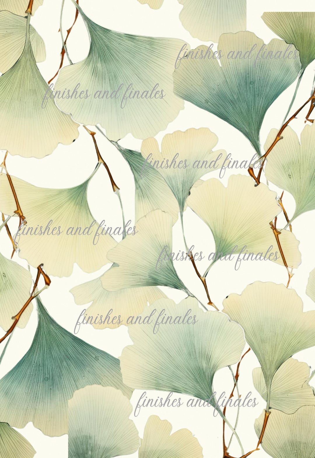 Large Gingko Ginko Leaves Rice Paper A4 Size Watercolor Shades of Green ...