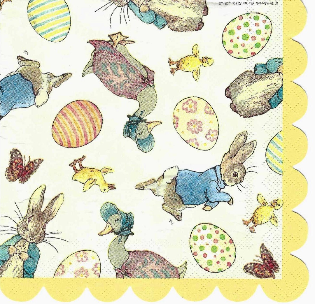Peter Rabbit Decoupage Paper Napkins Beatrix Potter Theme, 3 Individual ...