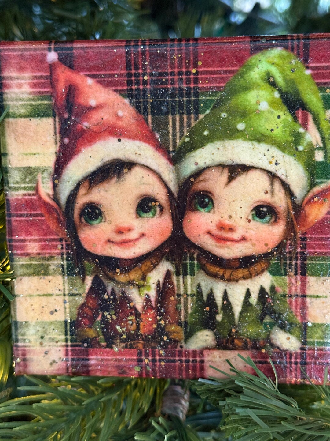 Two Cute Little Elves Christmas Sign, Hand Crafted Our Design, 4 Inch ...