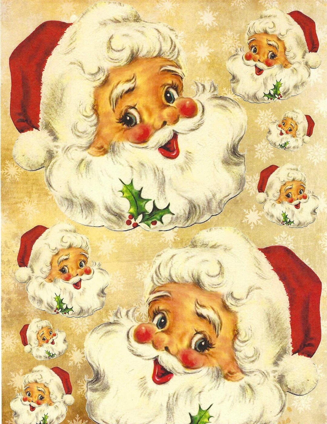 Large Santa Face Rice Paper for Decoupage in Red and White, A4 Size ...