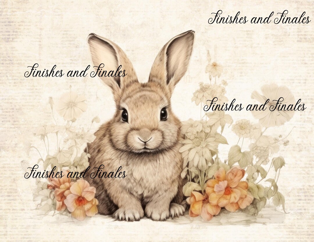 Easter Bunny Rice Paper A4 Bunny, Sweet Little Rabbit With Wildflower ...