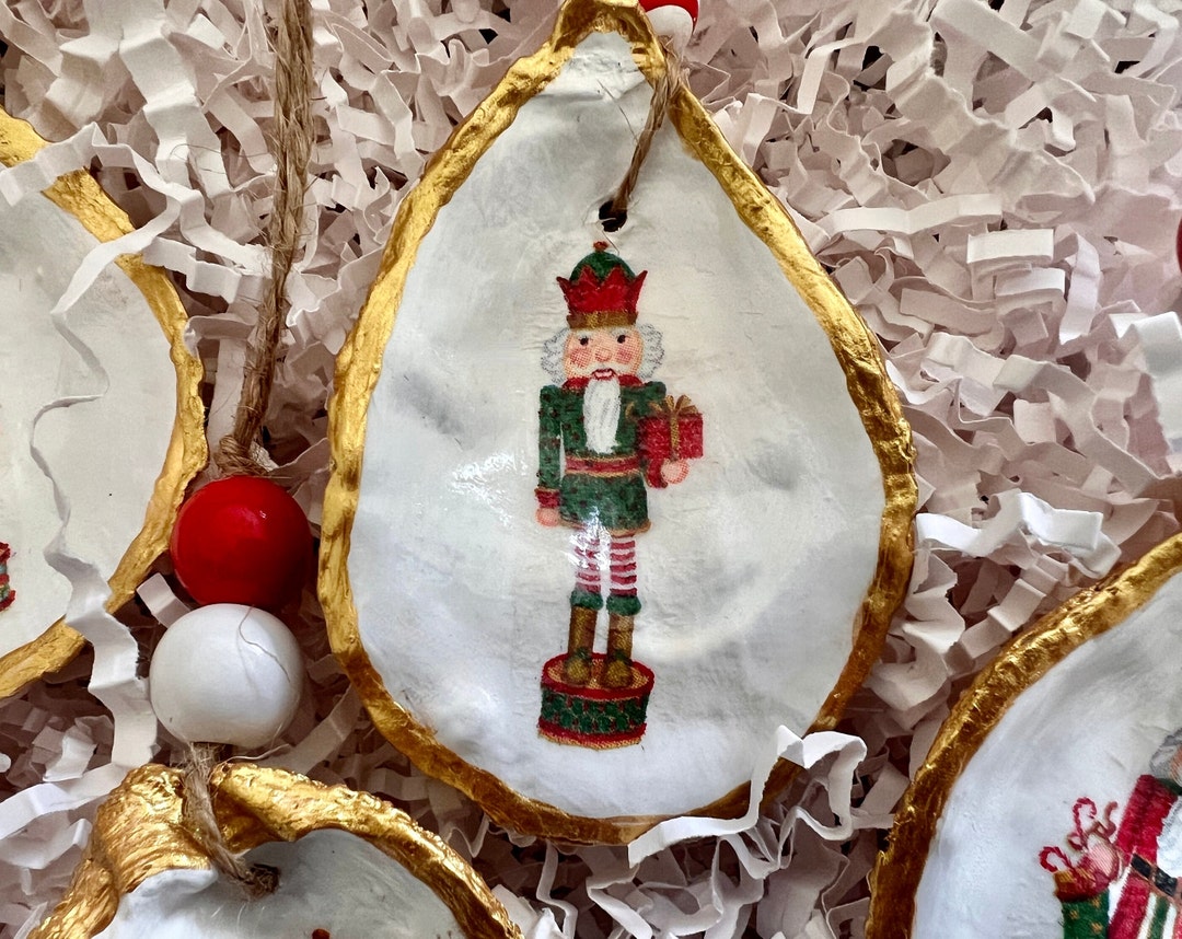 Nutcracker Oyster Shell Christmas Ornament Beaded Hanger - Etsy