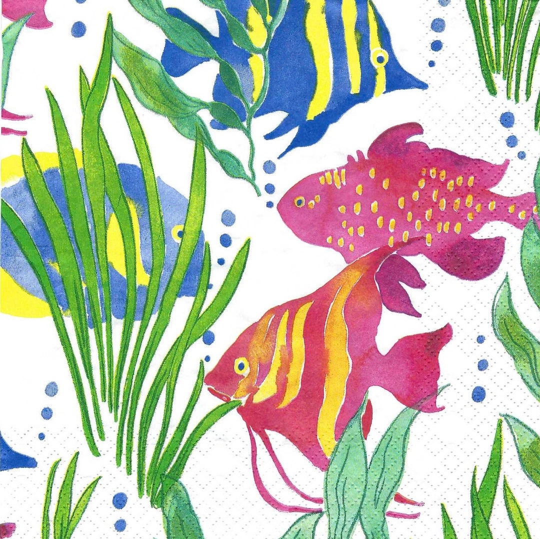 Angel Fish Decoupage Napkins Set of Three Individual Premium Quality ...