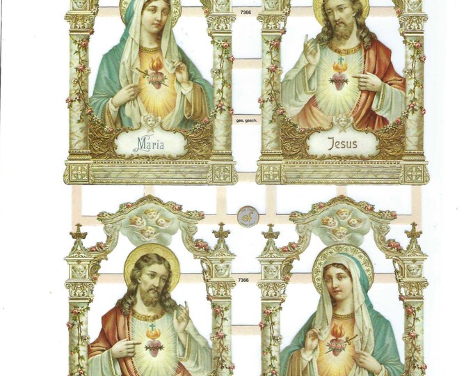Religious Die Cuts Ernst Friehoff Made in Germany Jesus and Mary Four ...