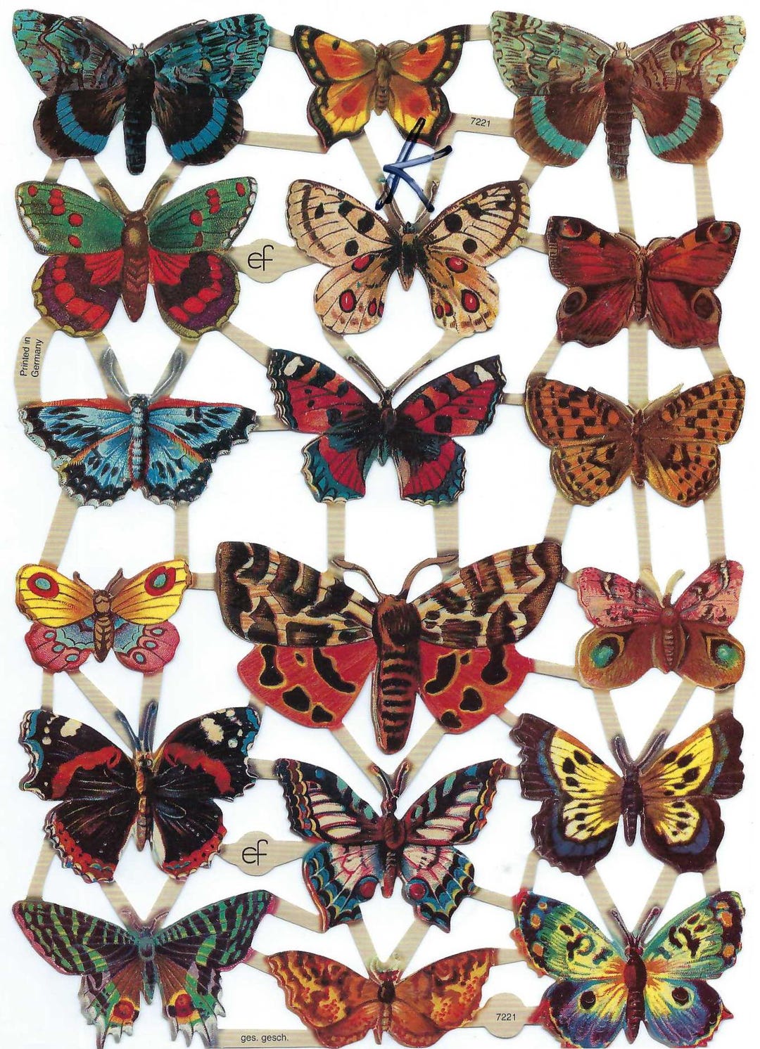 Butterflies Die Cut Sheet Embossed Vintage Style Multiple Images ...