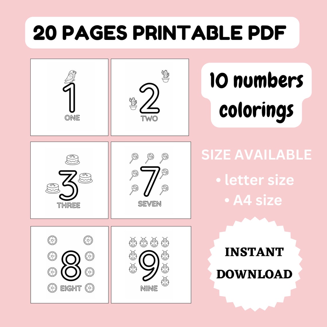 NUMBERS COLOURING 1 10 PRINTABLE Suitable for Little Hands - Etsy