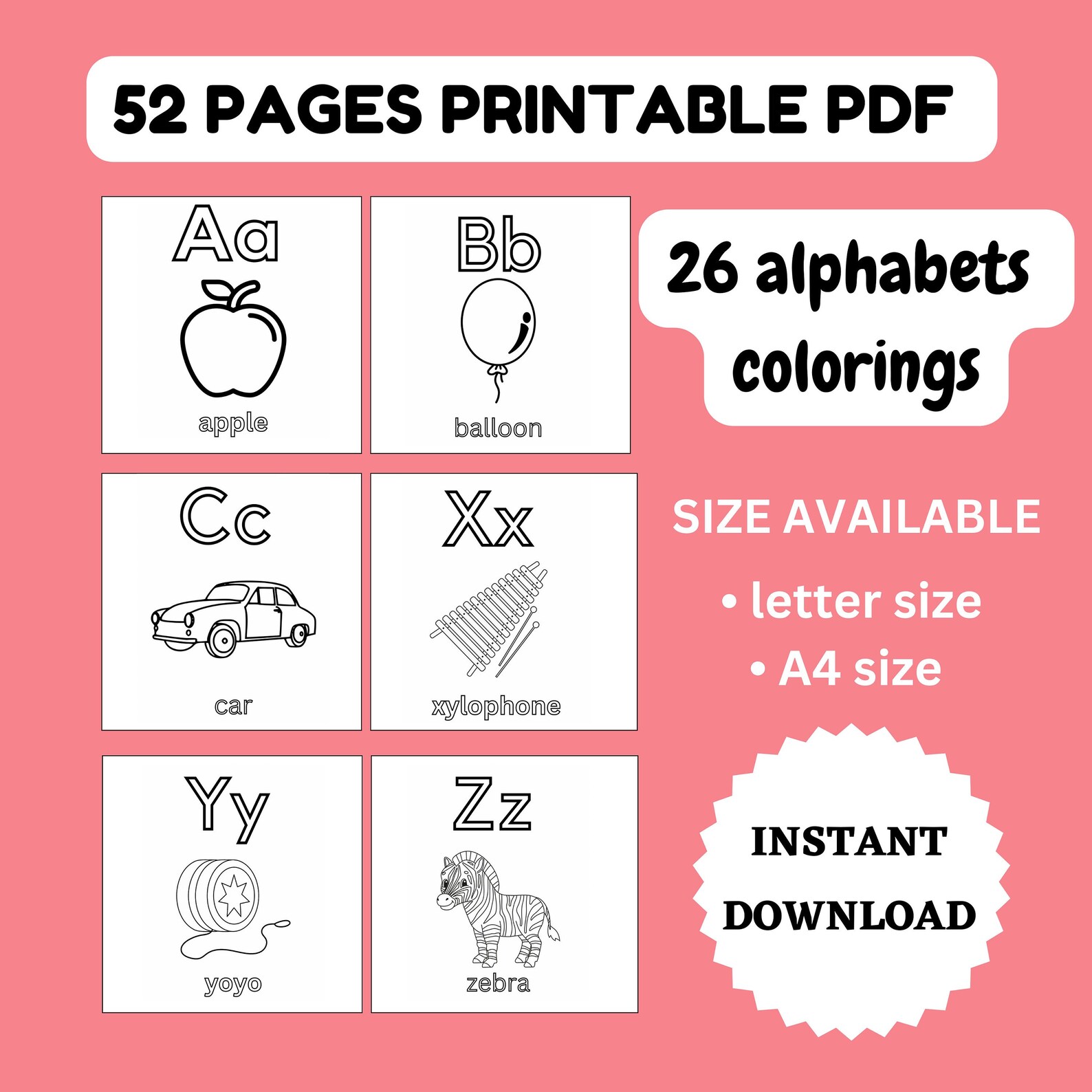 ALPHABETS COLOURING PAGES A Z Suitable for Little Hands - Etsy