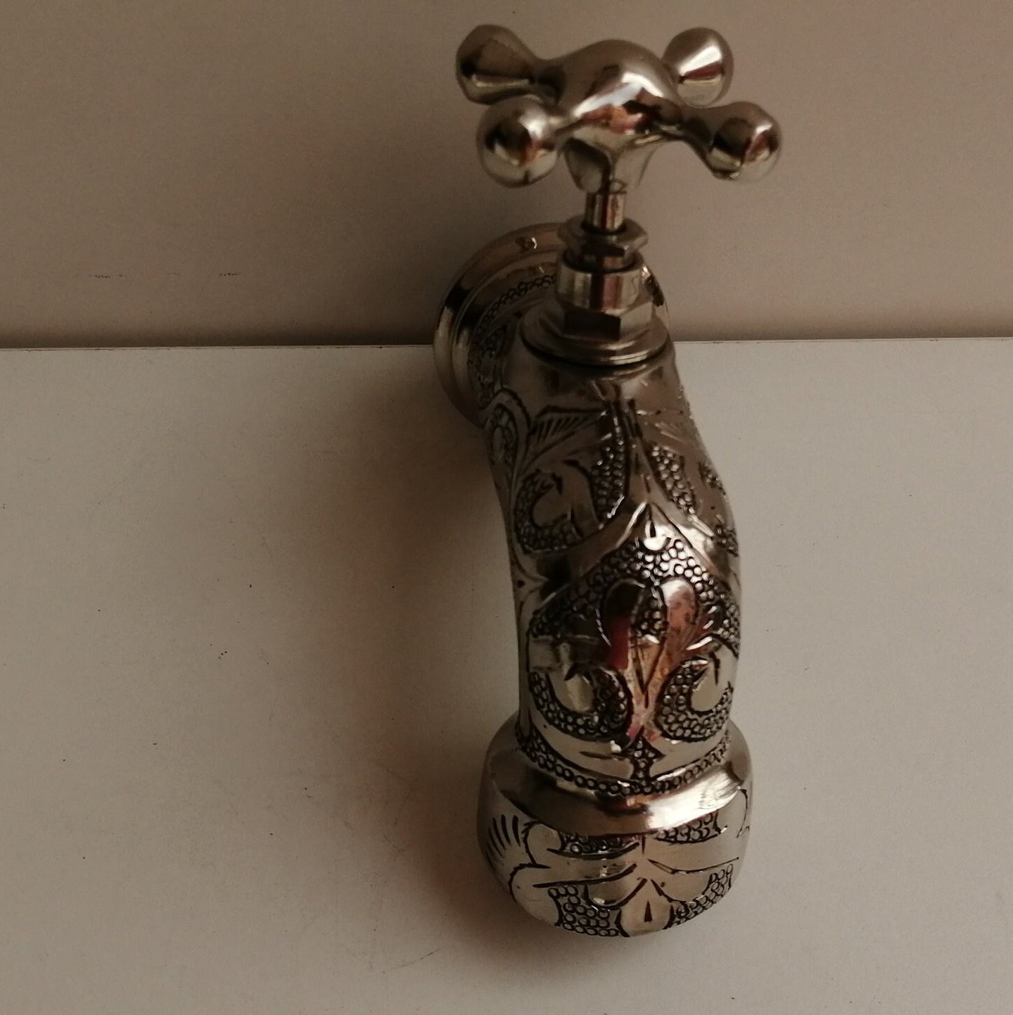 Engraved Solid Silver Bathroom Faucet, Bathroom Sink Faucet With Simple ...