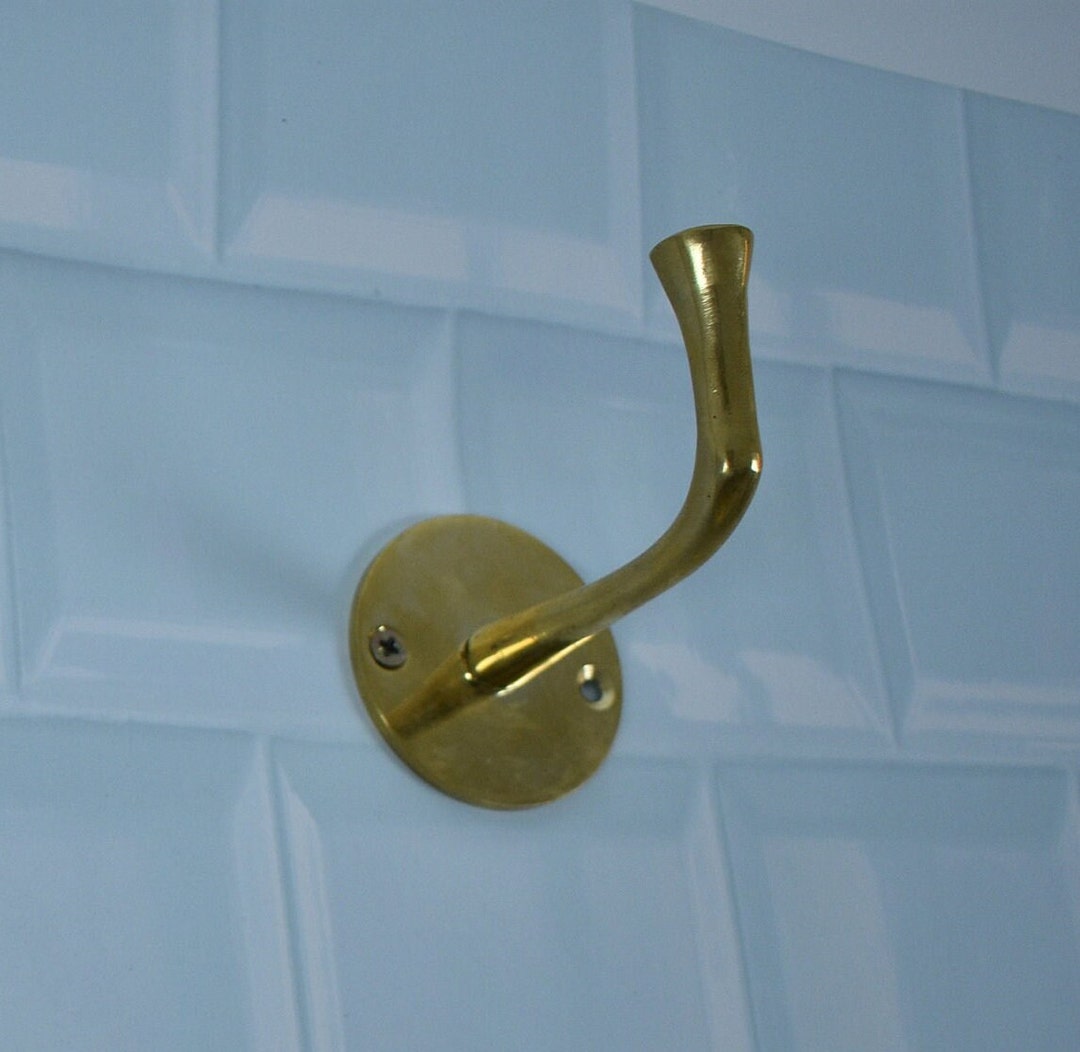 Set of Unlacquered Brass Wall Hooks - Handmade Brass Towel Hooks - Etsy