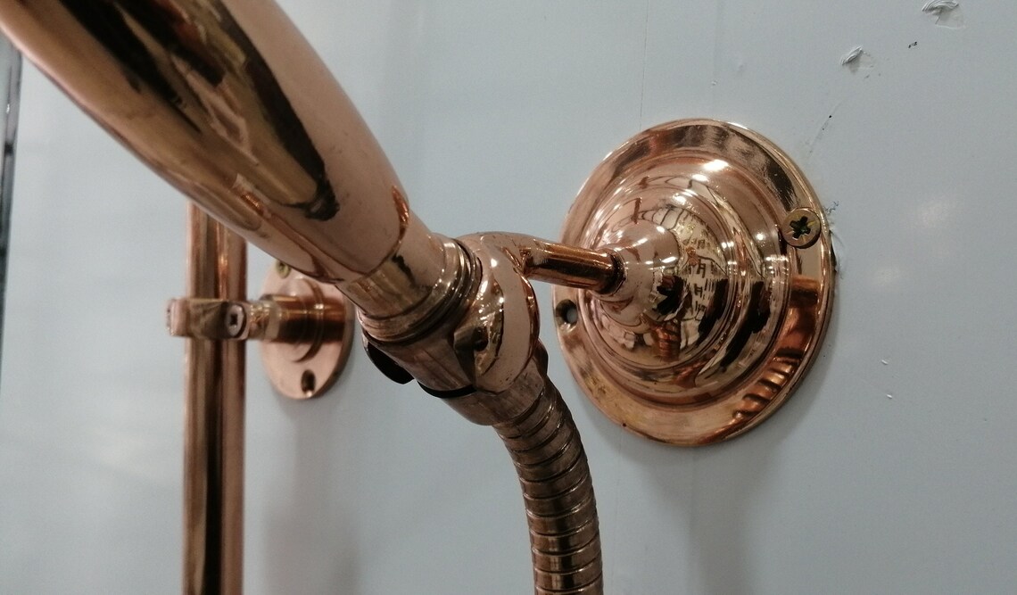 Red Copper Shower System Including Curved Wall Tube Wall - Etsy