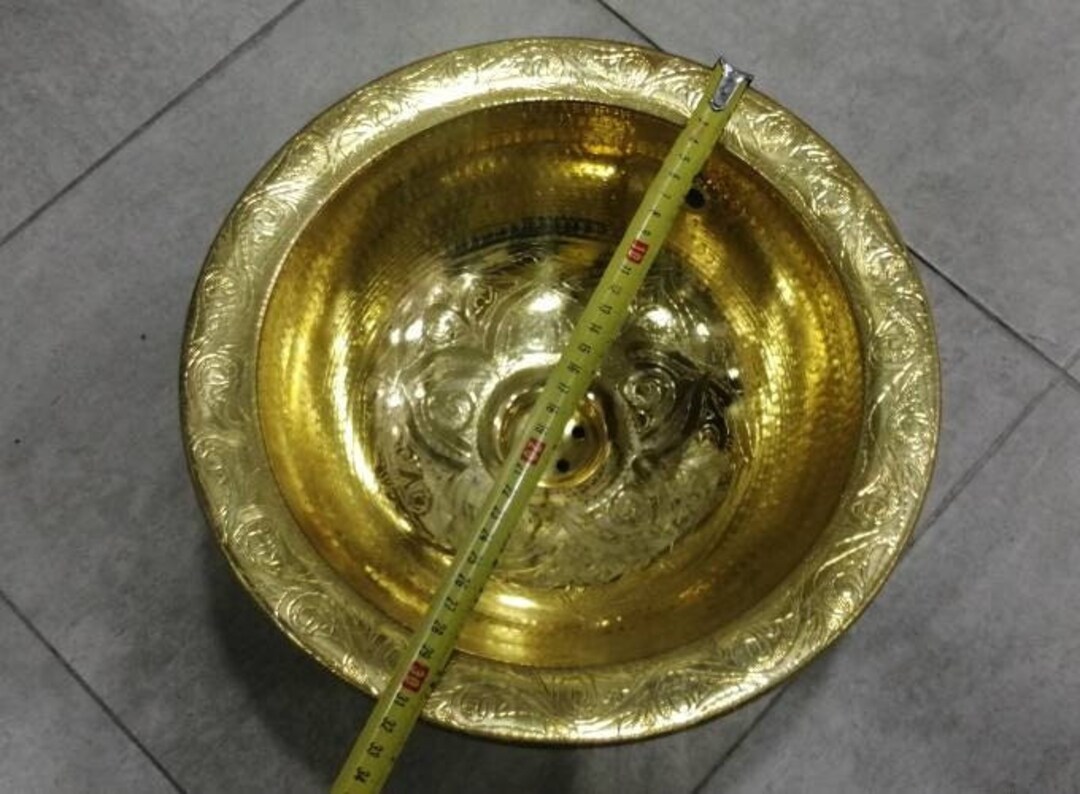 A Hand-made Engraved Brass Round Basin It is a Good Quality - Etsy
