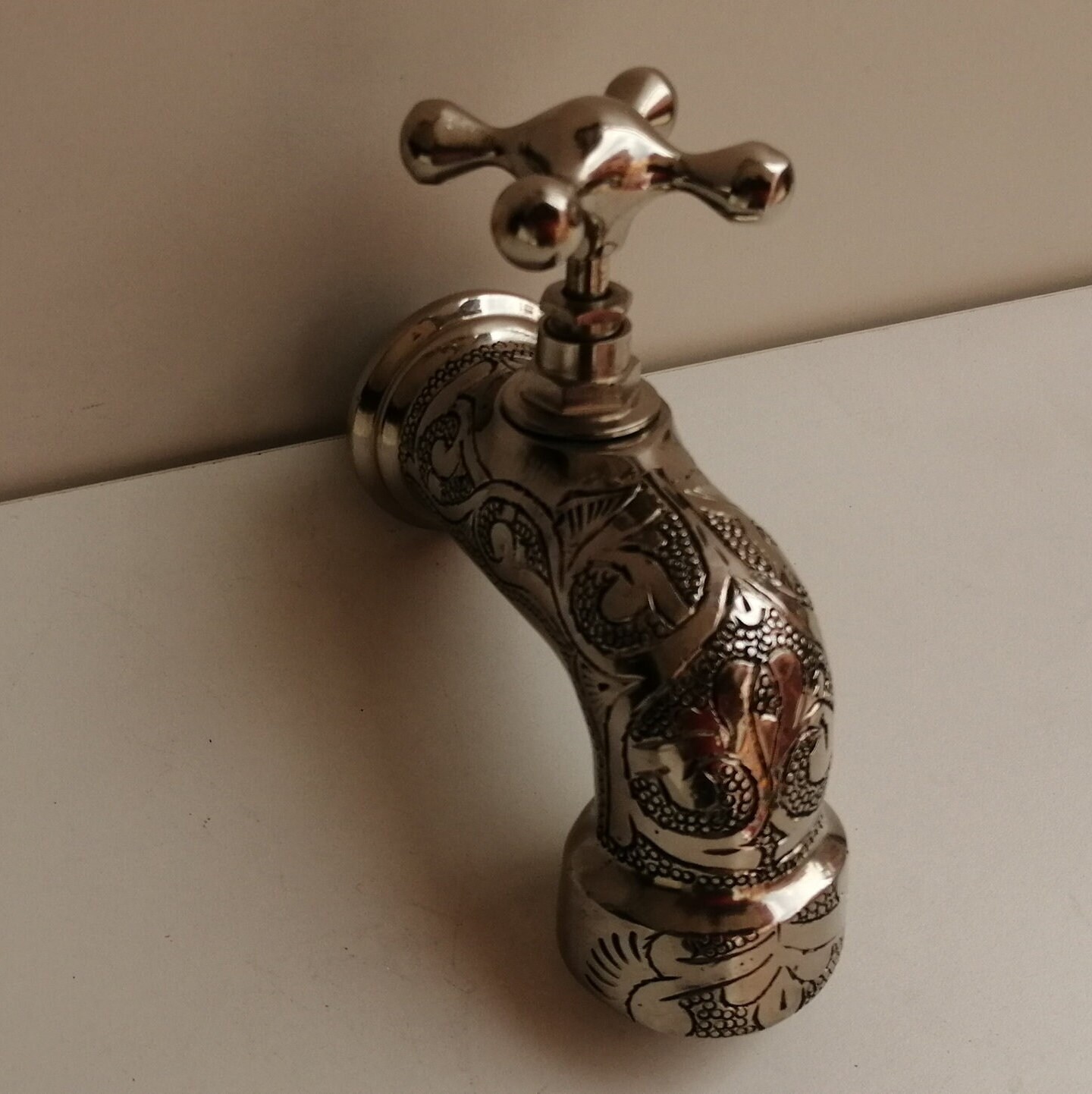 Engraved Solid Silver Bathroom Faucet, Bathroom Sink Faucet With Simple ...