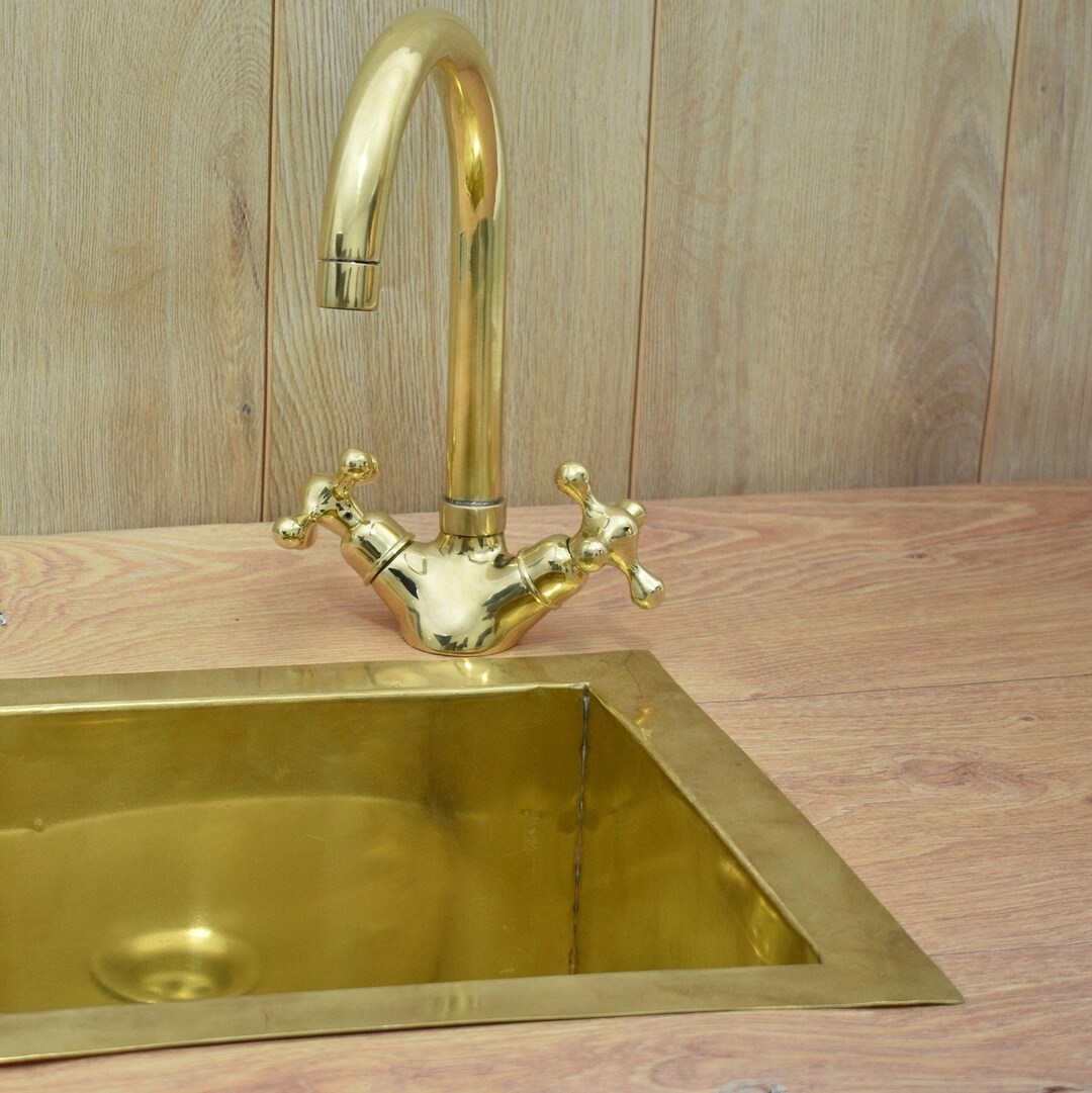 Solid Brass Gooseneck Bathroom Faucet, Professional Brass Faucet, 100% ...